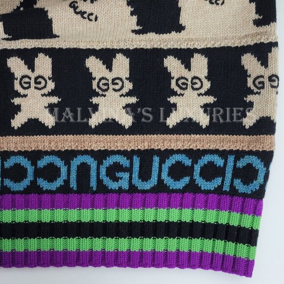 Gucci | Sweaters | Gucci Sweater Wool Jacquard Bunny Design Crewneck ...